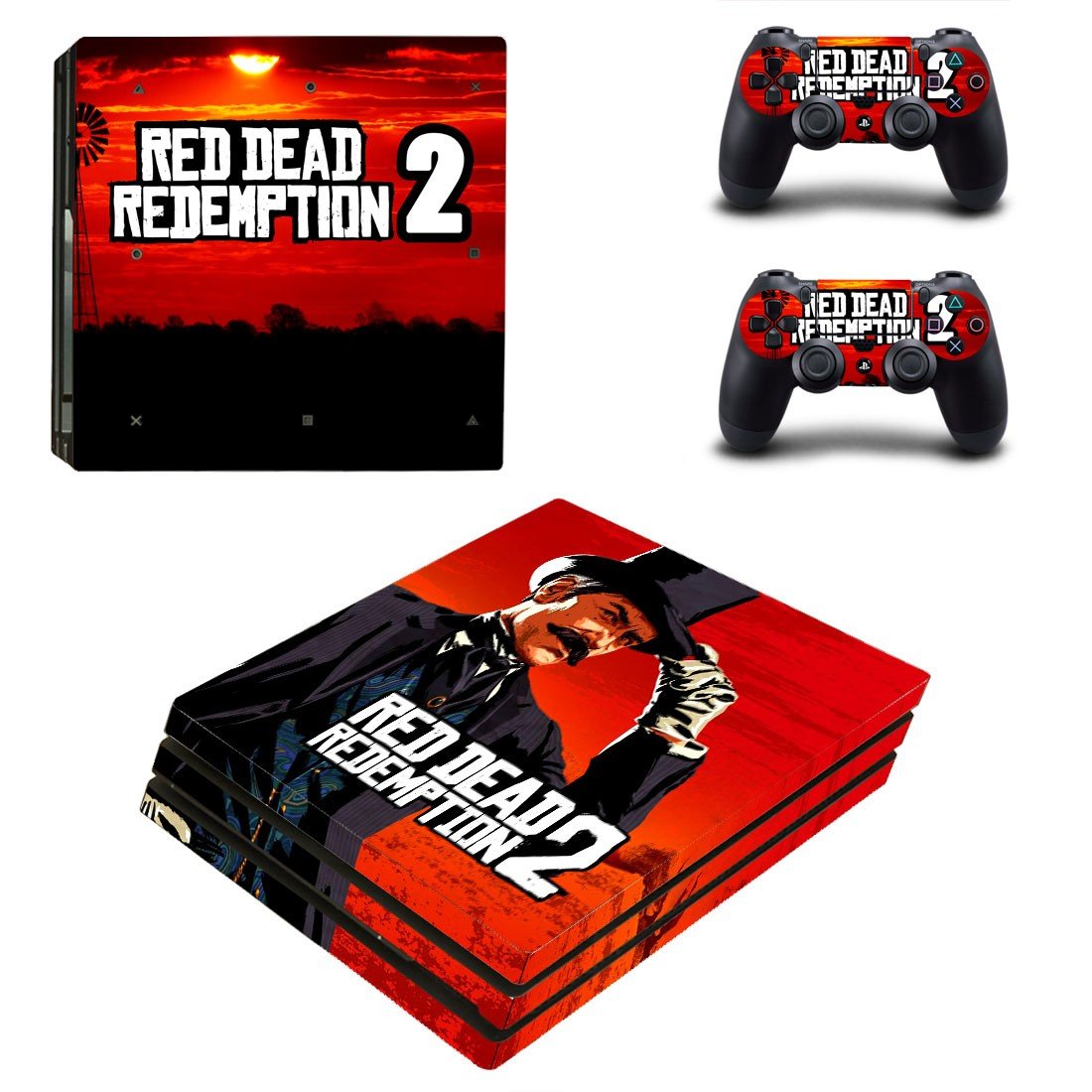 PS4 Pro And Controllers Skin Sticker - Red Dead Redemption 2 ...
