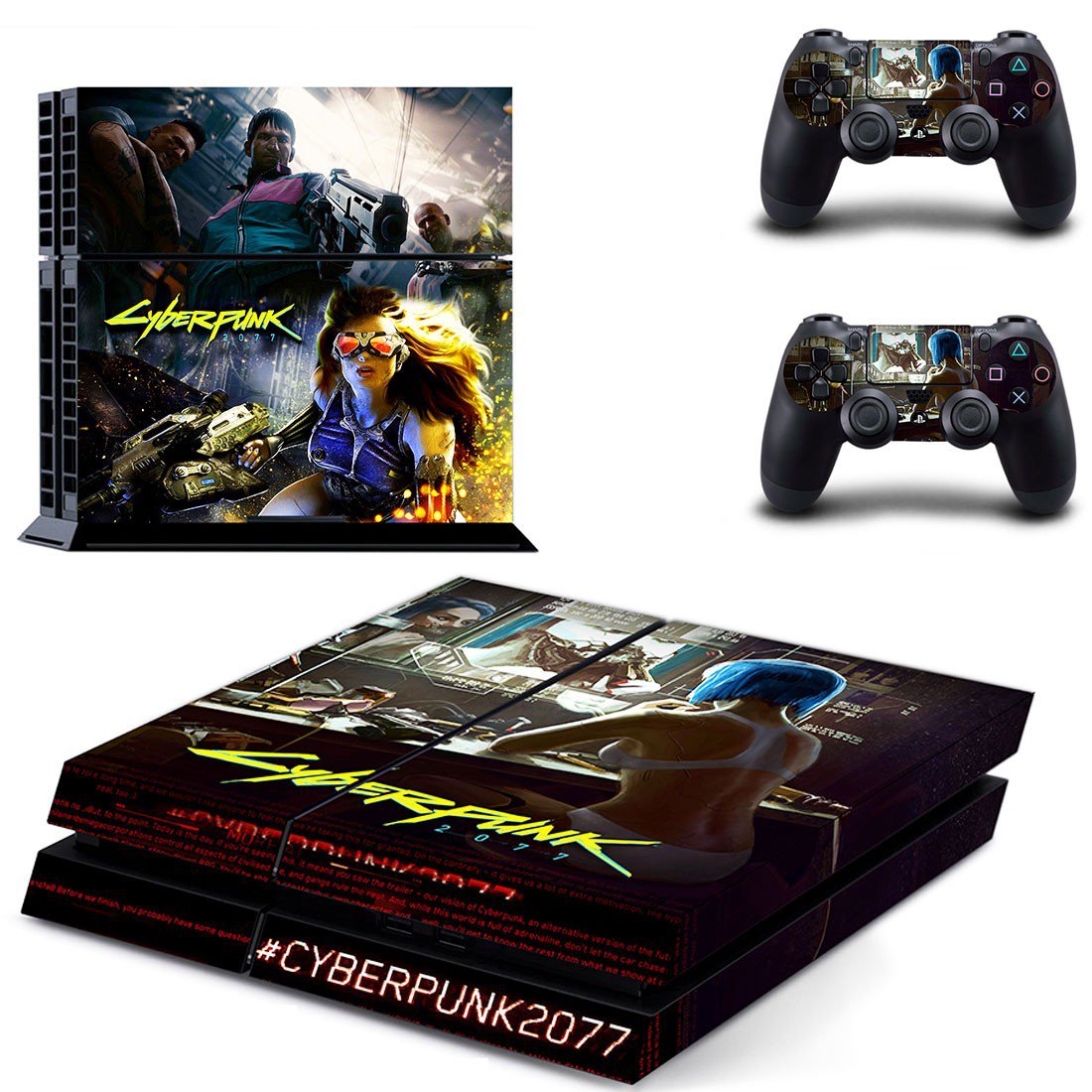 PlayStation 4 And Controllers Skin Cover Cyberpunk - ConsoleSkins.co