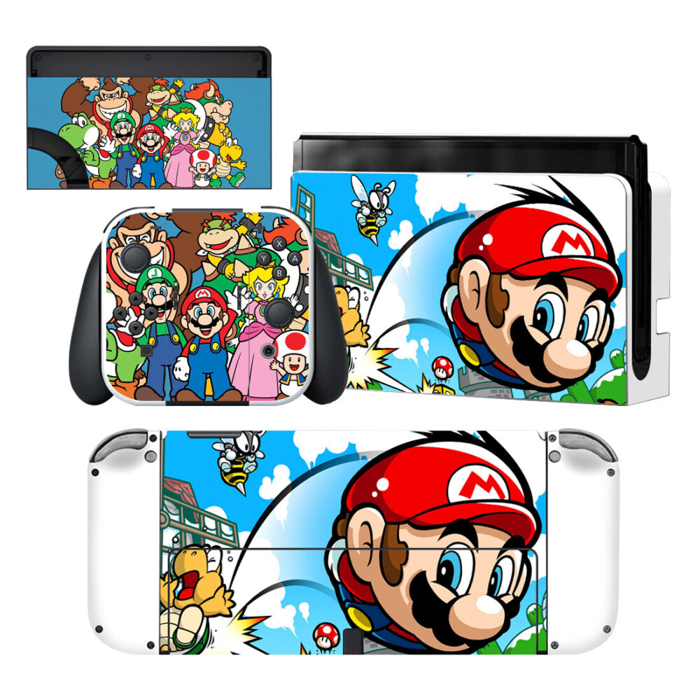 Super Mario Characters Nintendo Switch OLED & Joycons Skin Sticker ...