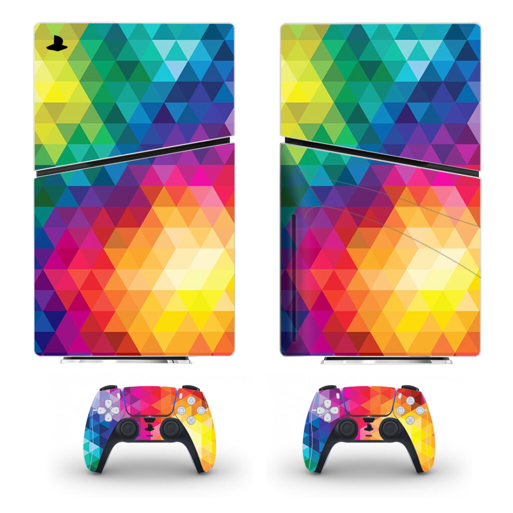 Multicolor Triangle Geometric Pattern Skin Sticker For PS5 Slim ...
