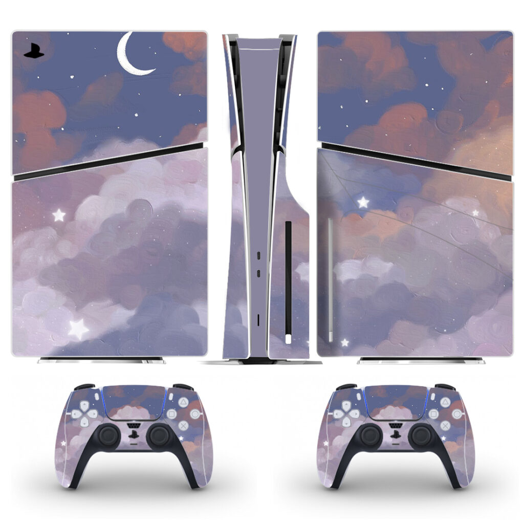 Moon Aesthetic Pastel Pattern Skin Sticker For PS5 Slim - ConsoleSkins.co
