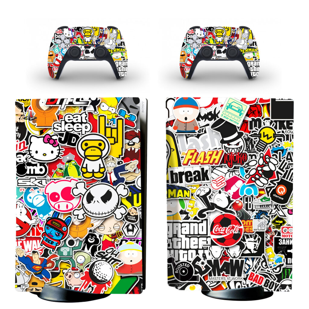 Cartoon Sticker Bomb PS5 Skin Sticker Design 1 - ConsoleSkins.co