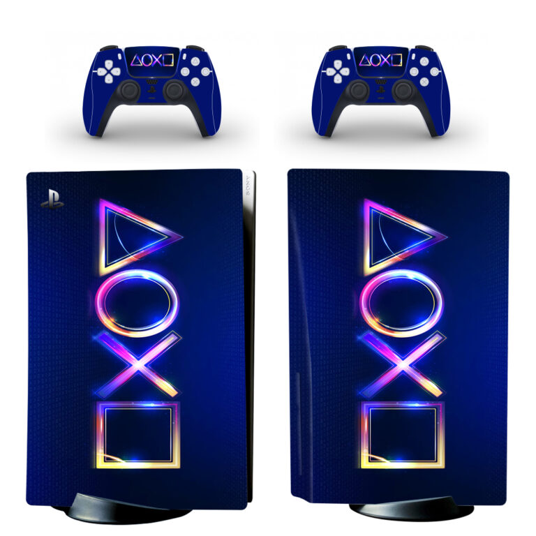 Neon Playstation Symbols PS5 Skin Sticker Decal - ConsoleSkins.co